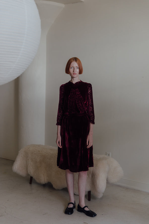 1930s garnet devoré velvet dress – Devore Vintage